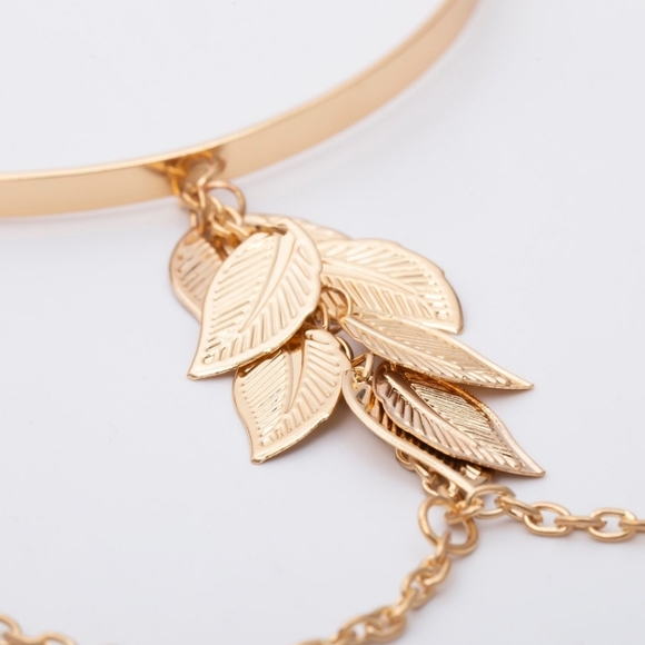 Jewelry | 2 Minimalist Layered Leaf Arm Gold Metal Cuffs | Poshmark